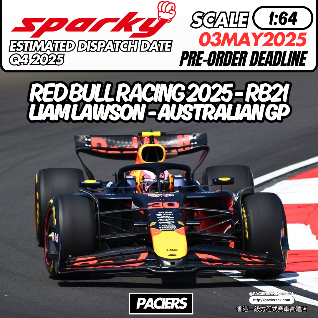 [Pre-Order] Sparky 1:64 Red Bull Racing F1 2025 RB21 Liam Lawson Austr – PACIERS 香港一級方程式實體店