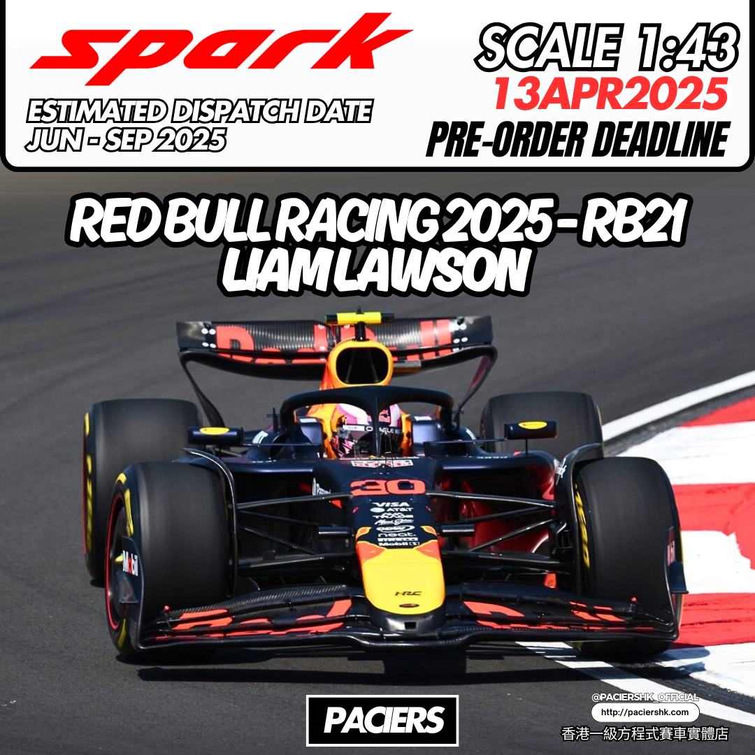 [Pre-Order] Spark 1:43 Red Bull Racing 2025 RB21 Liam Lawson – PACIERS 香港一級方程式實體店