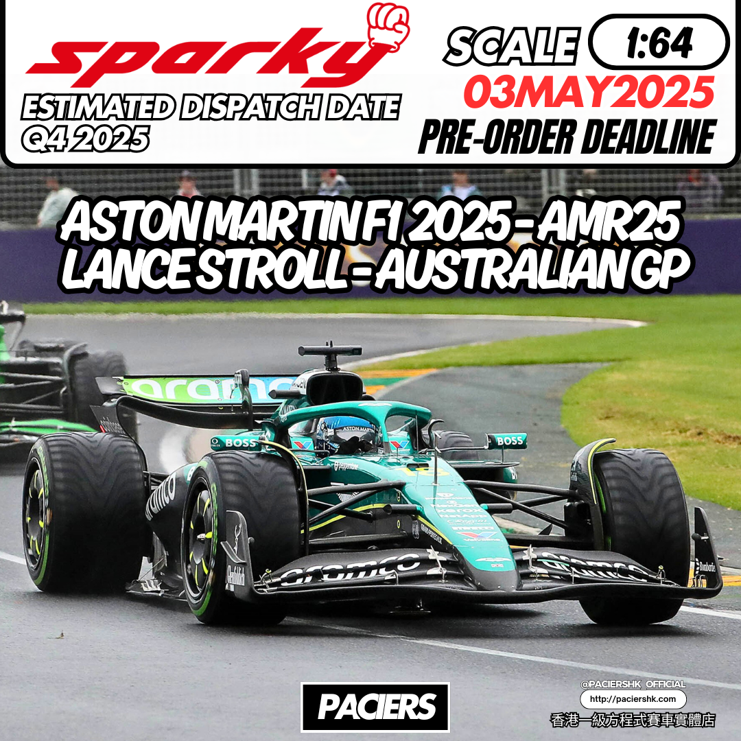 [Pre-Order] Sparky 1:64 Aston Martin F1 2025 AMR25 Lance Stroll - Aust ...