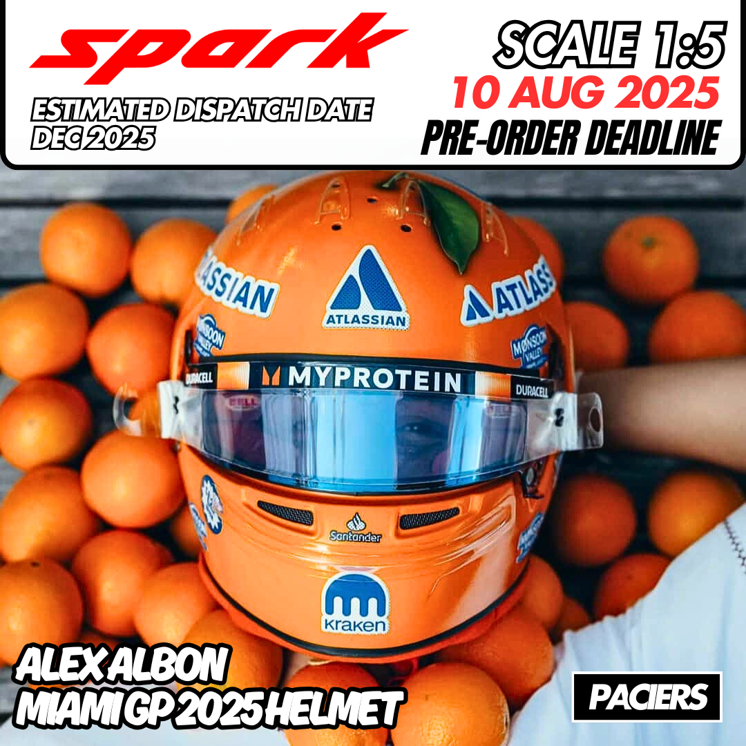 [Pre-Order] Spark 1:5 Williams Racing F1 2025 Alex Albon Miami GP Helm ...