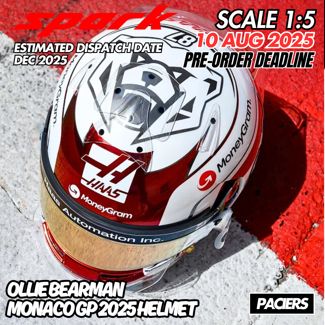 [Pre-Order] Spark 1:5 Haas F1 2025 Ollie Bearman Monaco GP Helmet ...